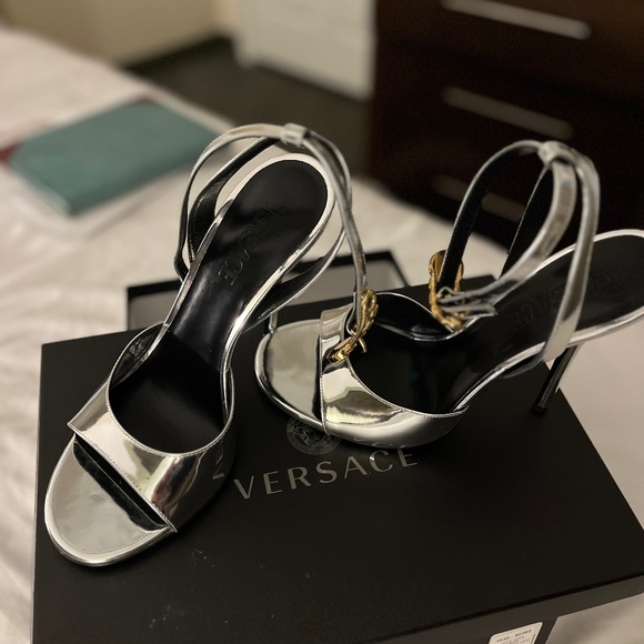 Versace | Shoes | Versace Stiletto Heels Silver | Poshmark
